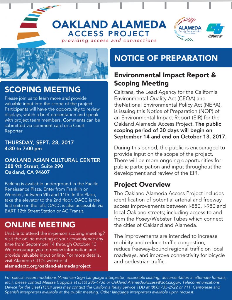 Oakland-Alameda Access Project Public Scoping Meeting - Alameda CTC